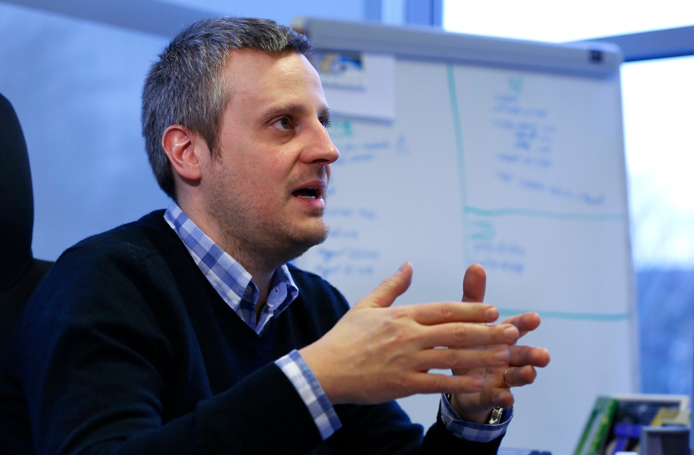 Belgian Professor Defrane talks to Reuters, in Belgium