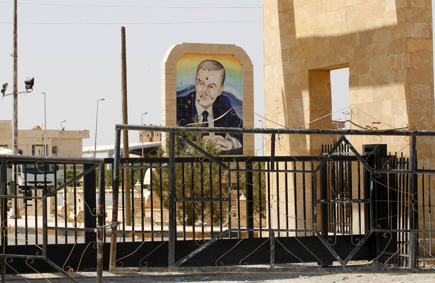 The closed gate of the Rabia border crossing is seen at the main border ...