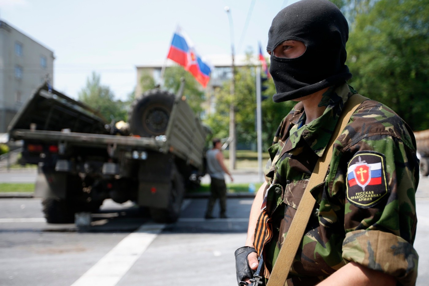 A member of a newly-formed pro-Russian armed group called the Russian ...